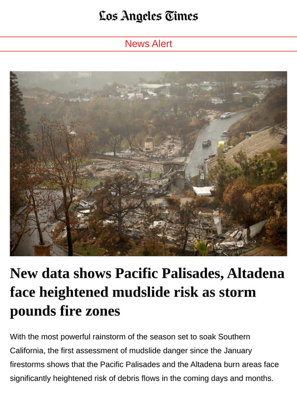 Los Angeles Times: Pacific Palisades, Altadena face heightened mudslide risk | Milled