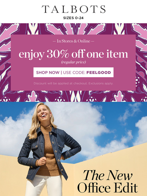 Talbots: The NEW Office Edit + 30% off 1 | Milled