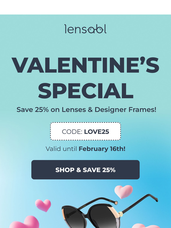 Lensabl: 25% Off for Valentine's Day! | Milled