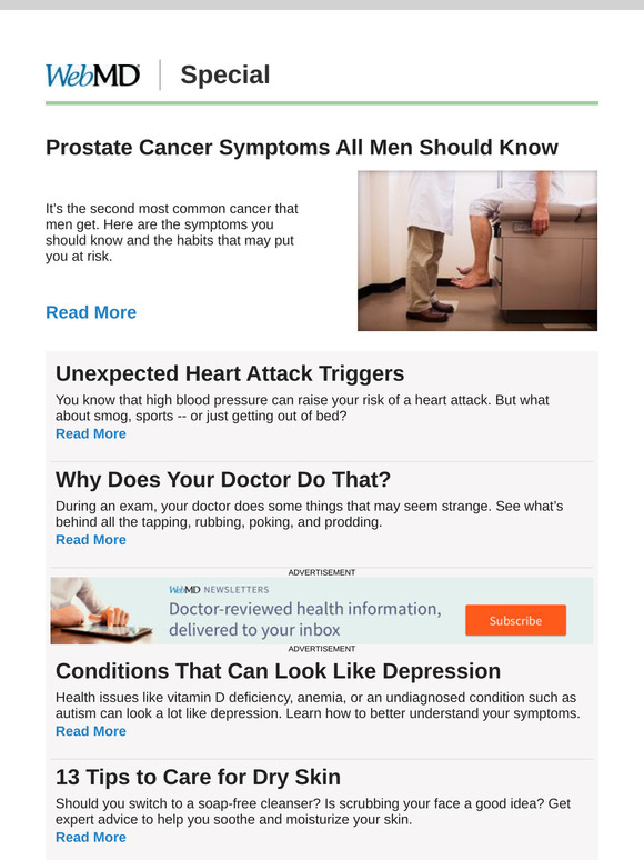 WebMD: Prostate Cancer Symptoms All Men Should Know | Milled