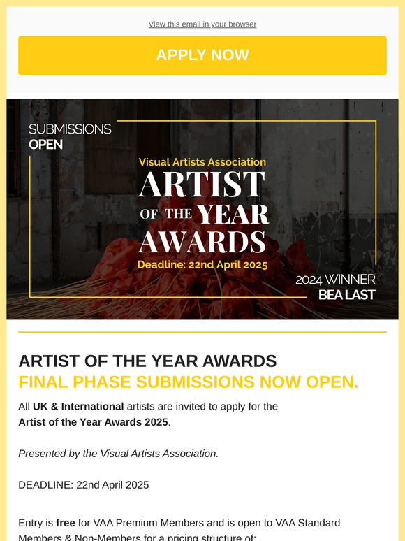 Visual Artists Association: FINAL PHASE SUBMISSIONS NOW OPEN | AOTY ...