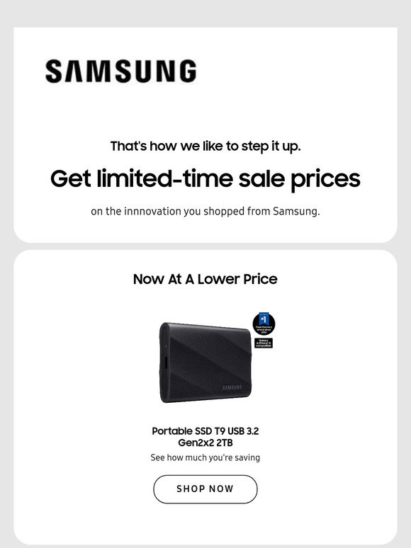 Samsung: Price drop alert 🚨 Shop sales on your picks + free shipping ...