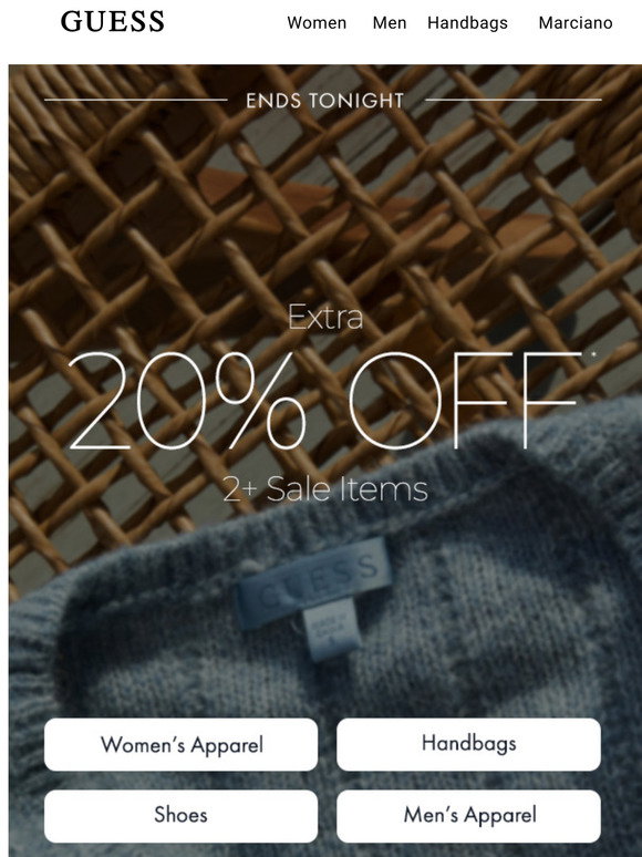 GUESS: Extra 20% Off Ends Tonight | Milled
