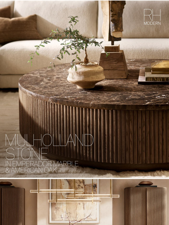 RH: Discover the Mulholland Stone Collection in Emperador Marble ...