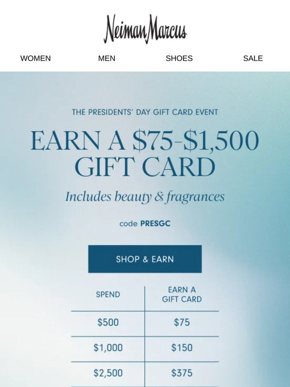 Neiman Marcus: LAST DAY: Earn up to a $1,500 gift card | Milled