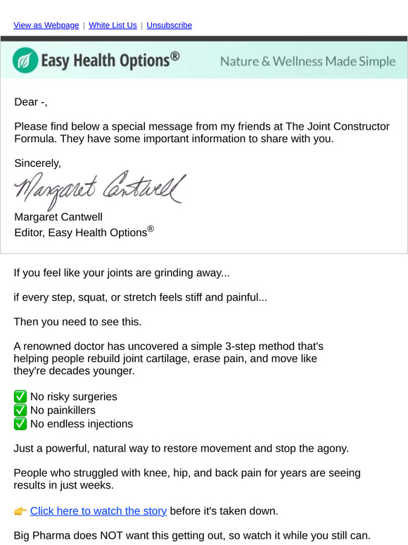 Easy Health Options: The 3-Step fix for crippling joint pain | Milled