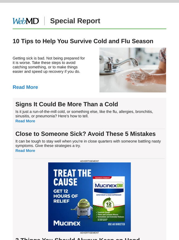 WebMD: 10 Tips to Help You Survive Cold and Flu Season | Milled