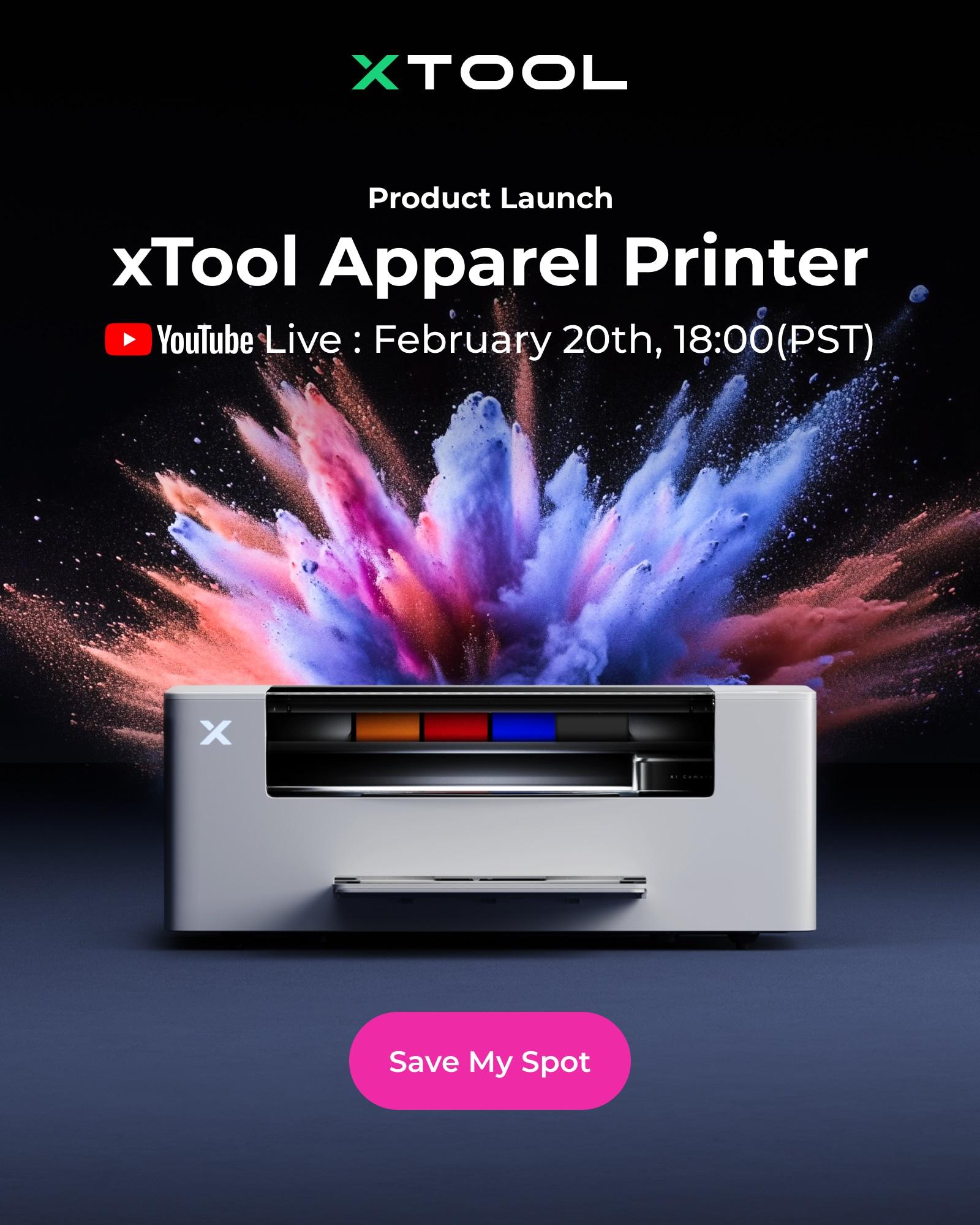 xTool: 🚨xTool Live Launch: First Look at the Apparel Printer! | Milled