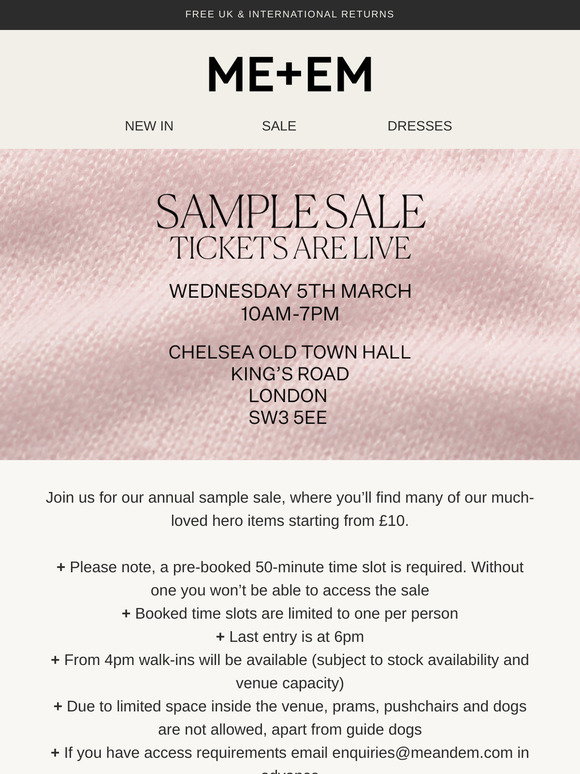 ME+EM: Sample Sale | Tickets Are Live | Milled