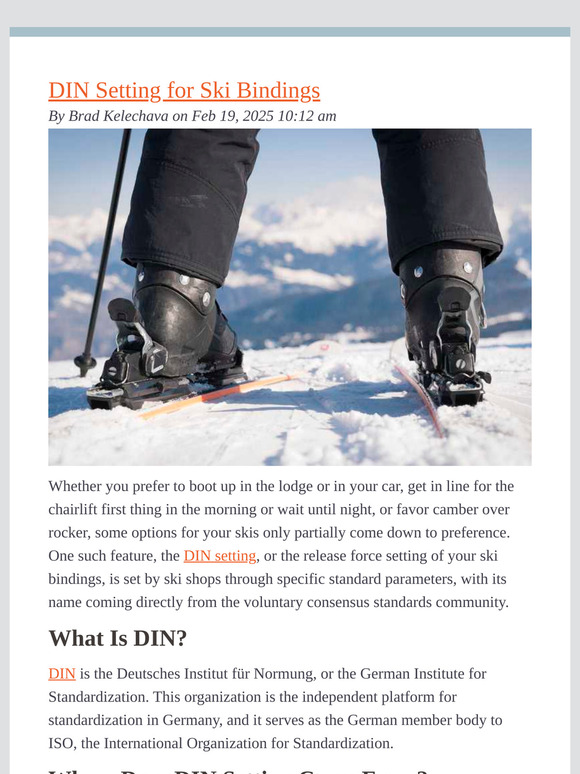 ANSI: New from the ANSI Blog: DIN Setting for Ski Bindings | Milled