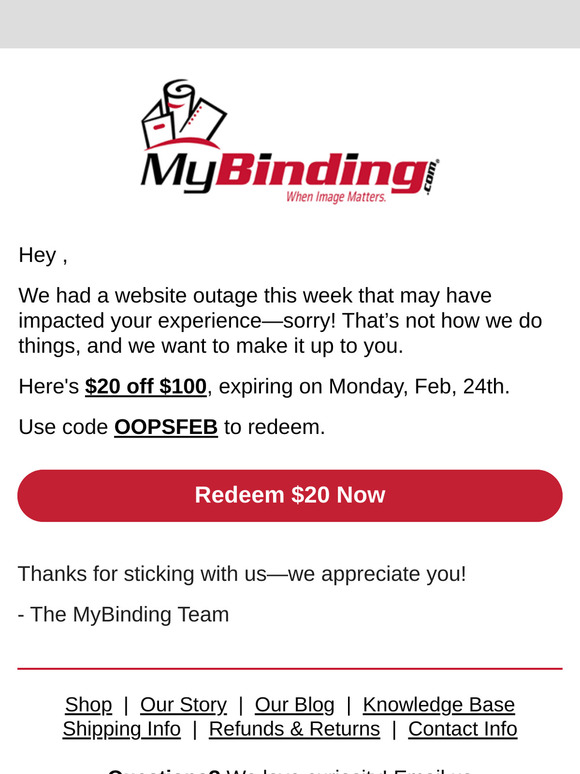 MyBinding: Oops = $20 Perk — Ends Monday! | Milled