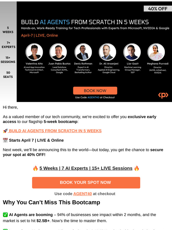 Packt: 🚀 Exclusive Pre-Alert: 40% Off AI Agents Bootcamp Before Public Launch! | Milled