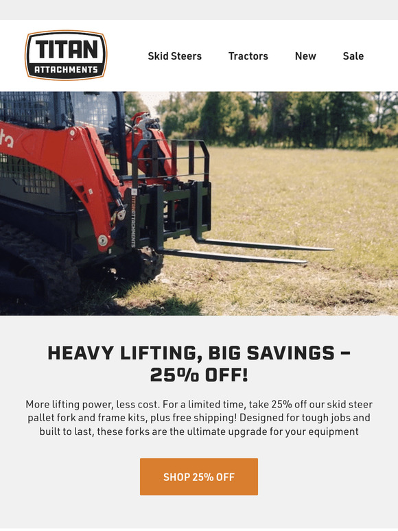 Titan: 25% OFF + Free Shipping 🚨 Pallet Fork Kits | Milled