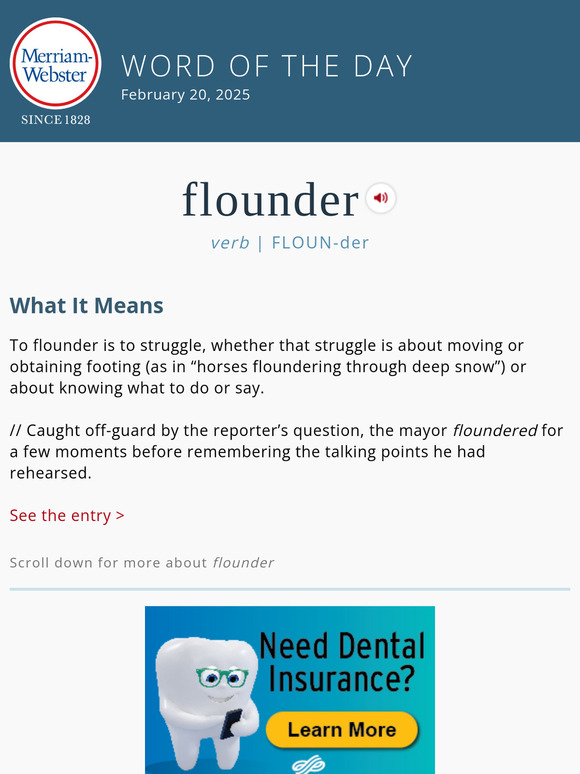 Merriam-Webster: Flounder - plus, Rare and Amusing Insults, Volume 3 ...