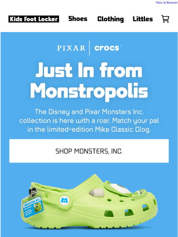 Kids Foot Locker: Boo! The Crocs x Monsters Inc. collab is here | Milled