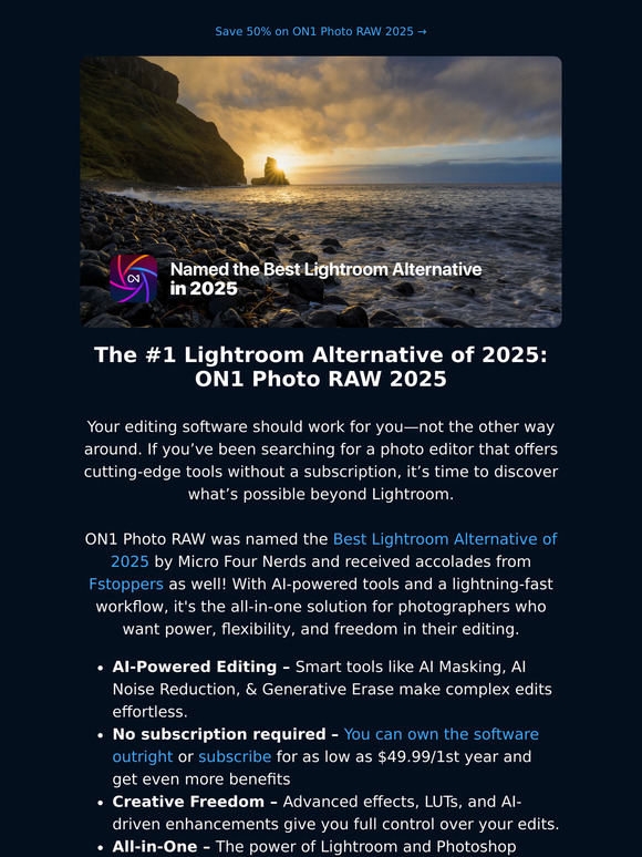ON1: #1 Lightroom Alternative in 2025 - ON1 Photo RAW 2025 | Milled