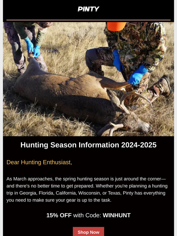 Pinty: 💥Ready for Spring Hunting? 2025 Hunting Season Information | Milled