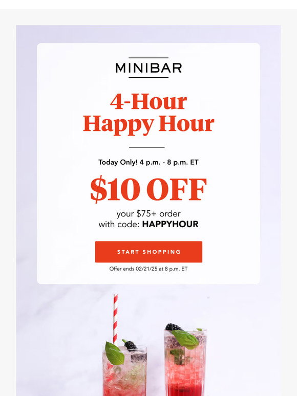 Minibar Delivery: 🍹 It’s Friday! 4-Hour Happy Hour Starts NOW! | Milled