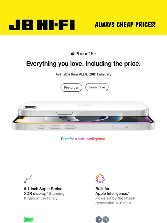 JB Hi-Fi: iPhone 16e - Pre-order now! | Milled