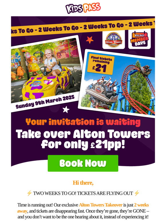 Kids Pass: 🚨 2 Weeks Left: Alton Towers Takeover! | Milled