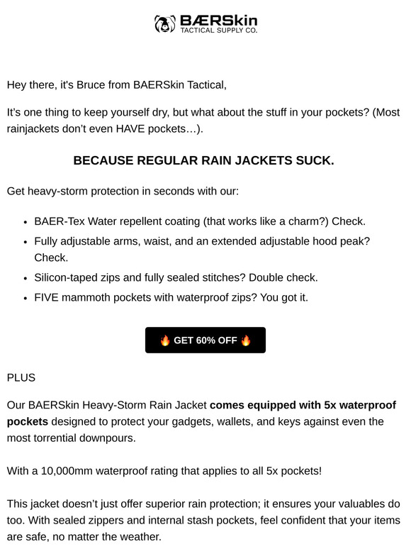 Bearskin Tactical Supply Co.: 5 Pockets in a Rain Jacket? Check | Milled