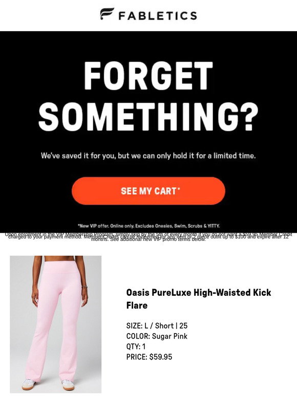 Fabletics: PSST: You left items in your cart | Milled