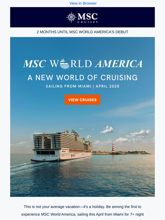 MSC Cruises: The Countdown Is On! MSC World America Debuts in 2 Months ...