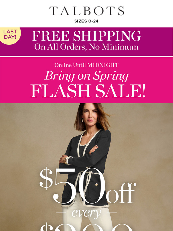 Talbots: 😍 Flash Sale 😍 $50 off + FREE SHIPPING | Milled