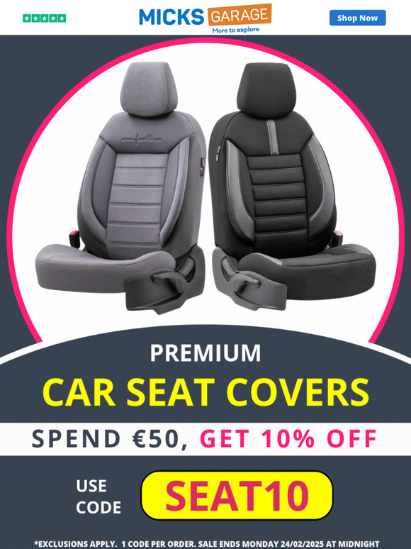 MicksGarage: 🏁10% Off Car Seat Covers SALE | Milled