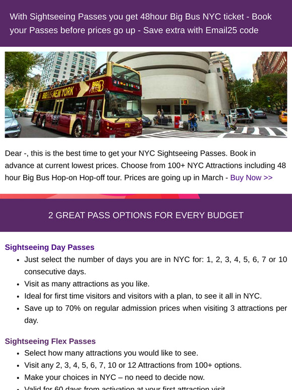 Sightseeing Pass: 48 hour Big Bus Hop-on Hop-off Tour ⏰Book before prices go up | Milled