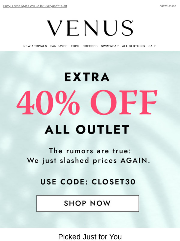 VENUS: VENUS Outlet is OFFICIALLY OPEN (& It's All Up to 85% Off!) | Milled