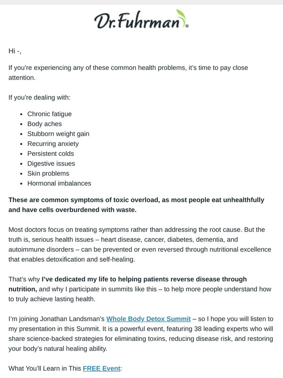 Dr. Fuhrman: ☣️ 8 Toxic Body Warning Signs | Milled