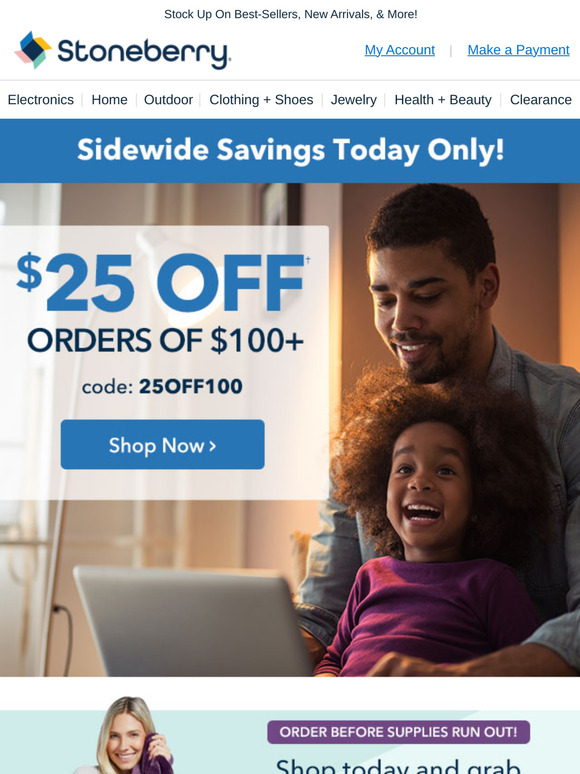 Stoneberry: Today Only: $25 Off Your Order! | Milled