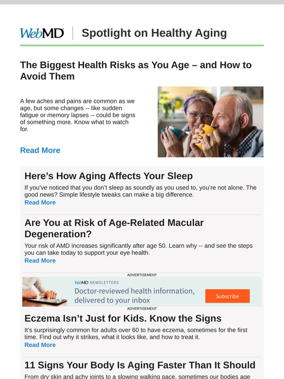 WebMD: The Biggest Health Risks as You Age -- and How to Avoid Them ...