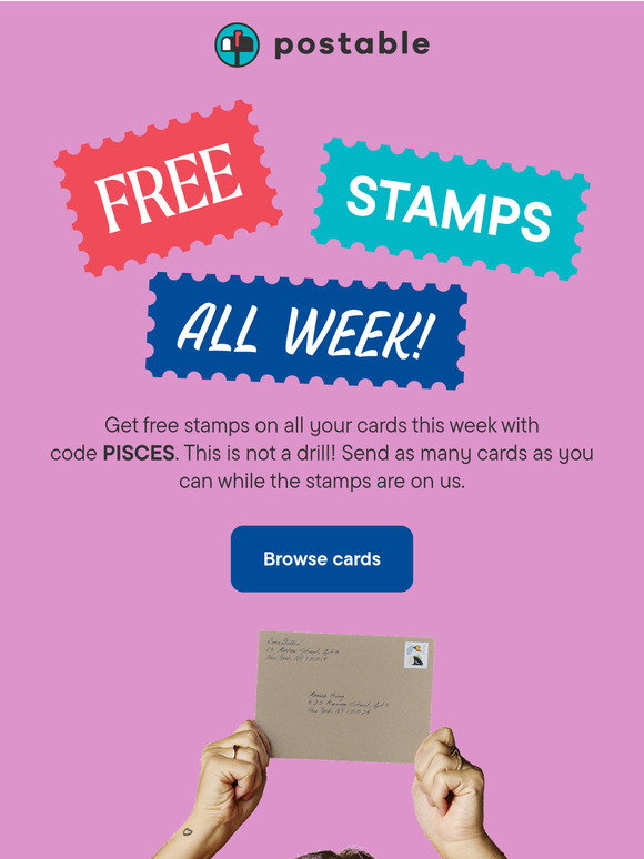 Postable: FREE STAMPS all week! 📬 🎉 | Milled