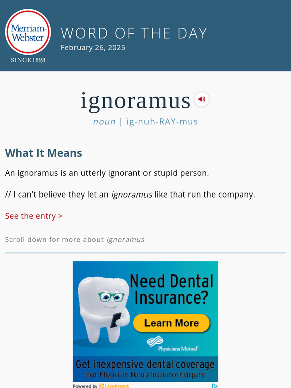 Merriam-Webster: Ignoramus - plus, The Dangerous Creation of 'Limelight ...