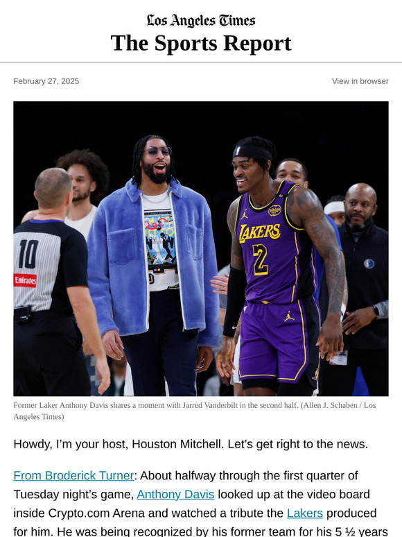 Los Angeles Times: The Sports Report: Anthony Davis talks about his ...