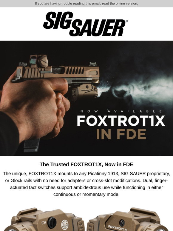SIG SAUER: NEW: FOXTROT1X Weapon-Mounted Light Now in FDE | Milled