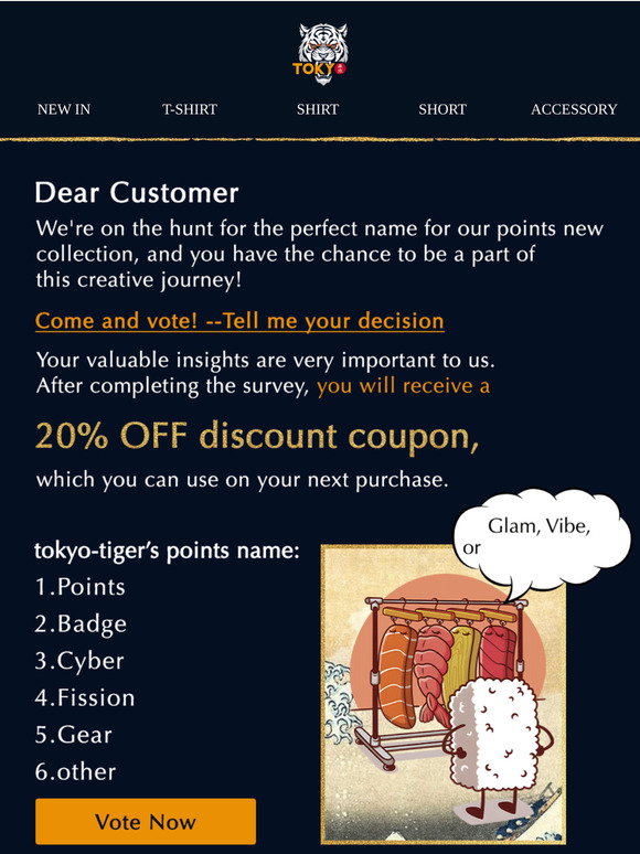 Tokyo Tiger: Cast Your Vote: Help Name Our TokyoTiger Points and Win 20 ...