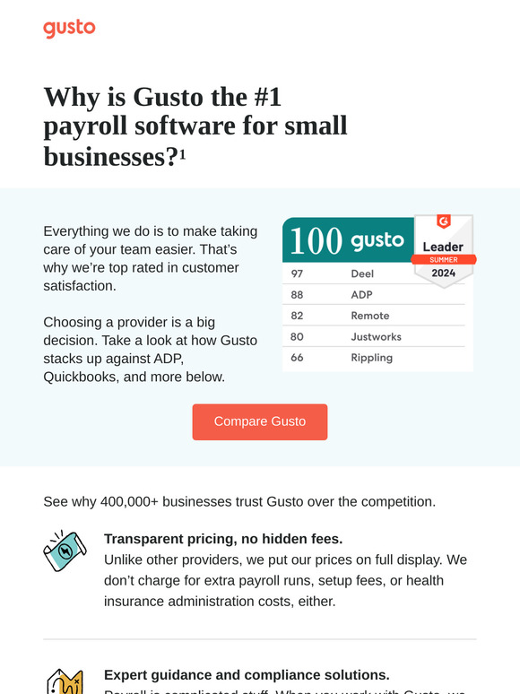 Gusto: How Gusto stacks up against the competition | Milled