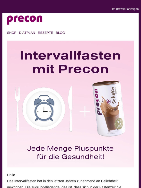 Precon: Intervallfasten mit Precon | 4 für 3 Shake-Aktion - die letzte ...