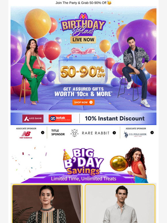 Myntra: 🎉 Myntra Birthday Blast Is LIVE 🎉 | Milled