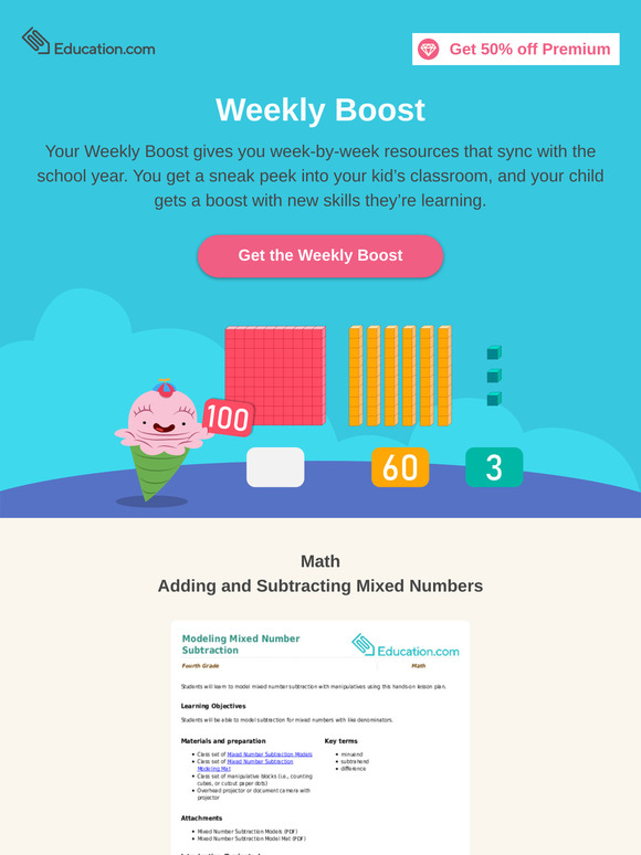 Education.com: 5th Grade Math Boost: Adding and Subtracting Mixed ...