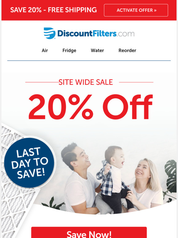 Discount Filters: ⏰ FINAL HOURS ⏰ 20% Off Ends Tonight | Milled