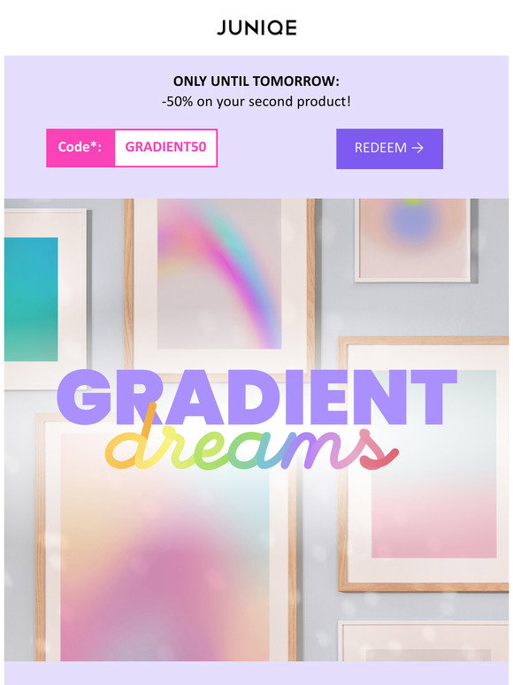 JUNIQE: Dreamy Gradients & 50% Off | Milled