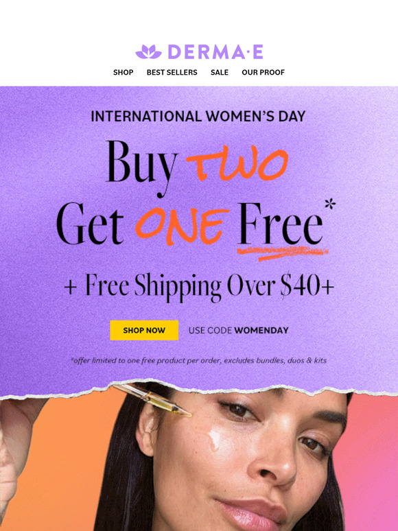 DERMA E: 🚀 Kickstart Your Week: Buy 2, Get 1 FREE + Free Shipping! 🎁 ...