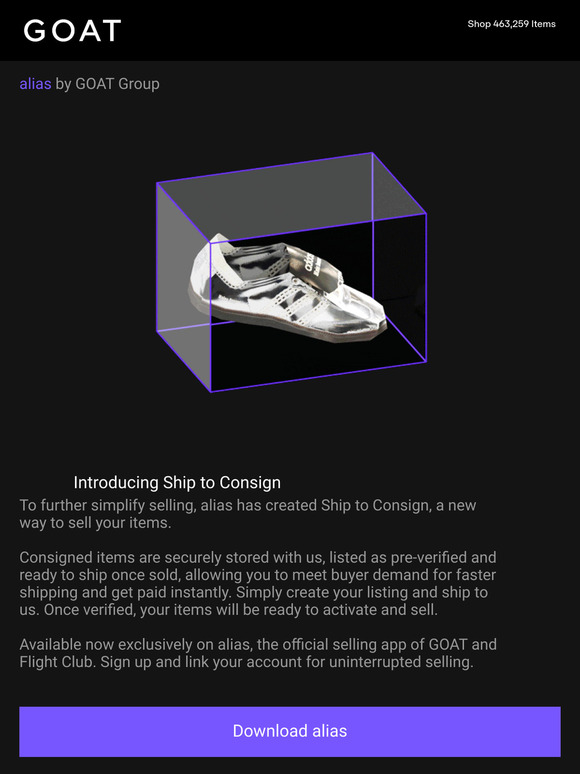 GOAT: [SEED] Ship to Consign is Here, Exclusively on alias | Milled