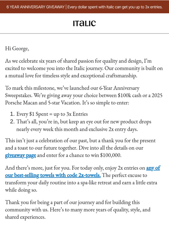 Italic: A Note from Our Founder ️ | Milled