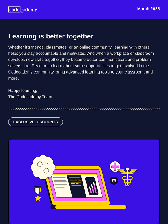 Codecademy: March newsletter: Learning is better together | Milled