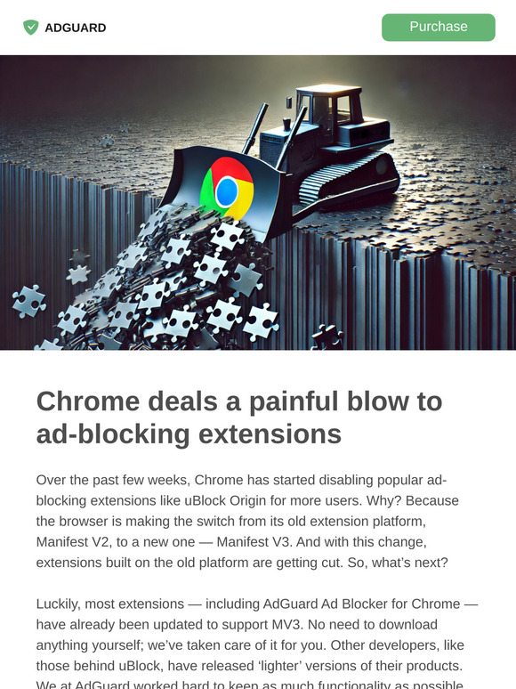 AdGuard: ⏳ Time’s up for old Chrome ad blockers — what’s replacing them? | Milled